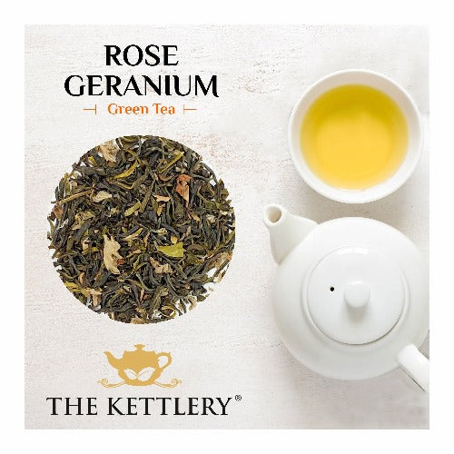 Rose Geranium Green Tea Tin| Loose Tea Gifts| The Kettlery